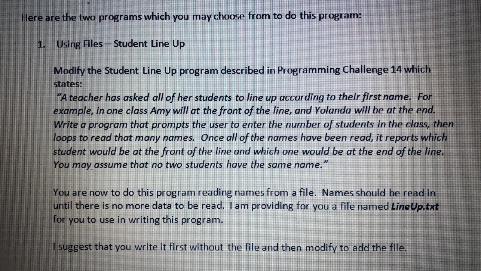 Solved Here are the two programs which you may choose from | Chegg.com