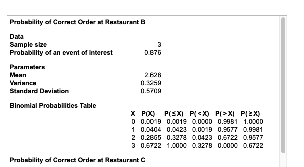 Probability of Correct Order at Restaurant | Chegg.com