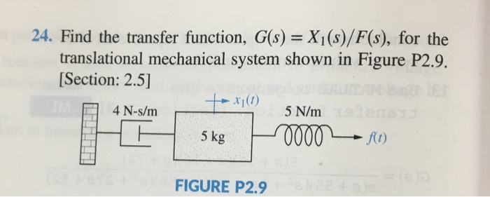 Solved 24. Find the transfer function, G(s)=X1(s)/F(s), for | Chegg.com