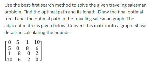 Solved Use the best-first search method to solve the given | Chegg.com