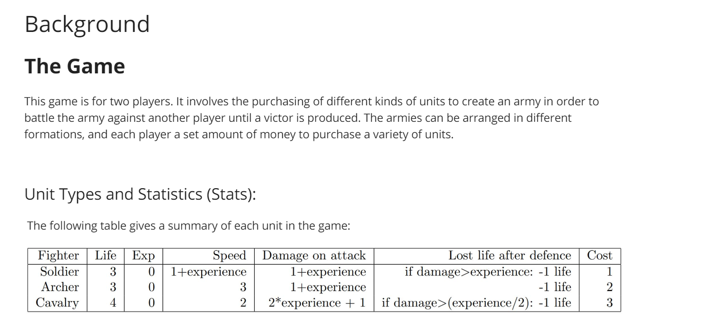 Solved Background The Game This game is for two players. It | Chegg.com