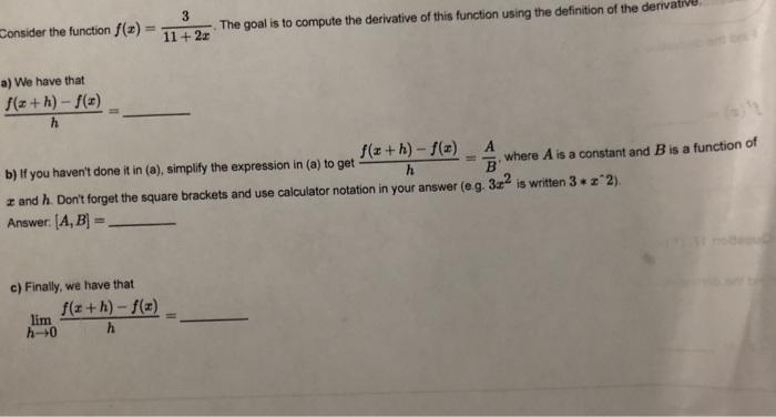Solved Consider the function, compute the derivative of the | Chegg.com