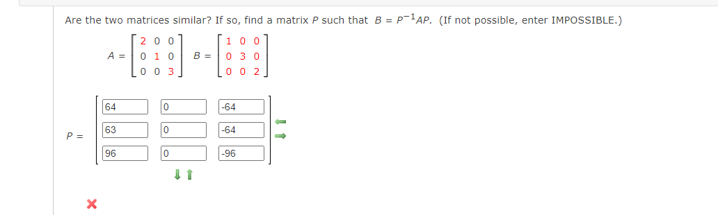 Solved Are the two matrices similar? If so, find a matrix P | Chegg.com