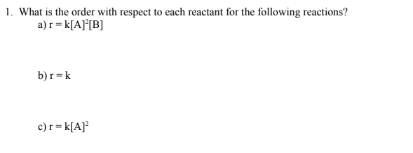 Solved What is the order with respect to each reactant for | Chegg.com