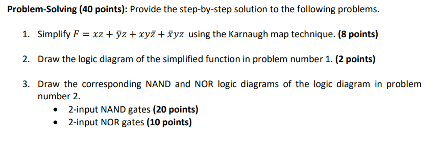 Solved Problem-Solving ( 40 points): Provide the | Chegg.com Solved Problem-Solving ( 40 points): Provide the | Chegg.com