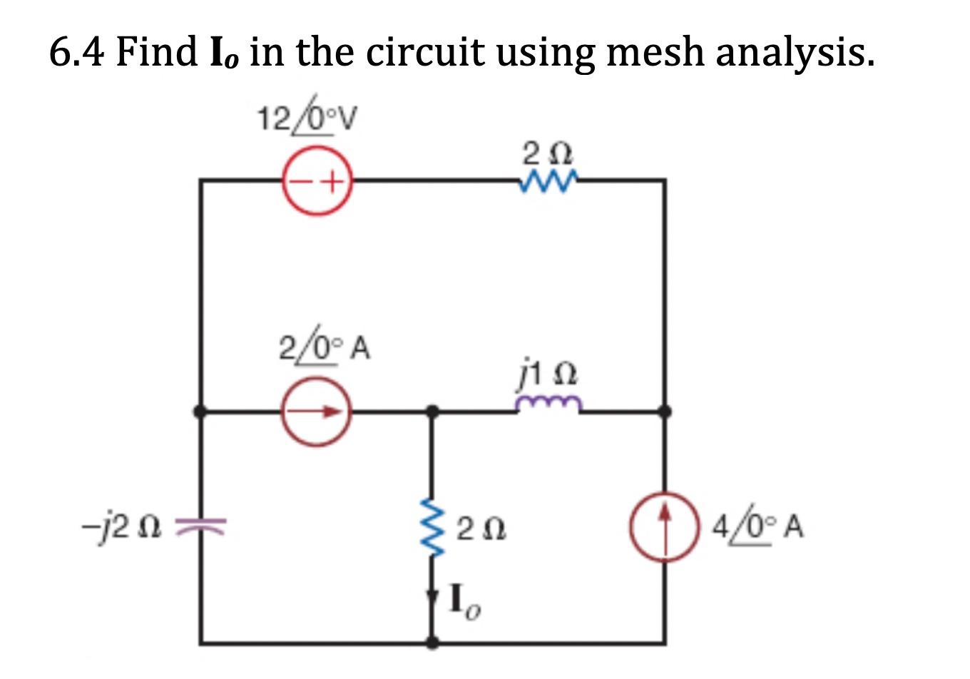 Solved 6.4 Find Io in the circuit using mesh analysis. | Chegg.com