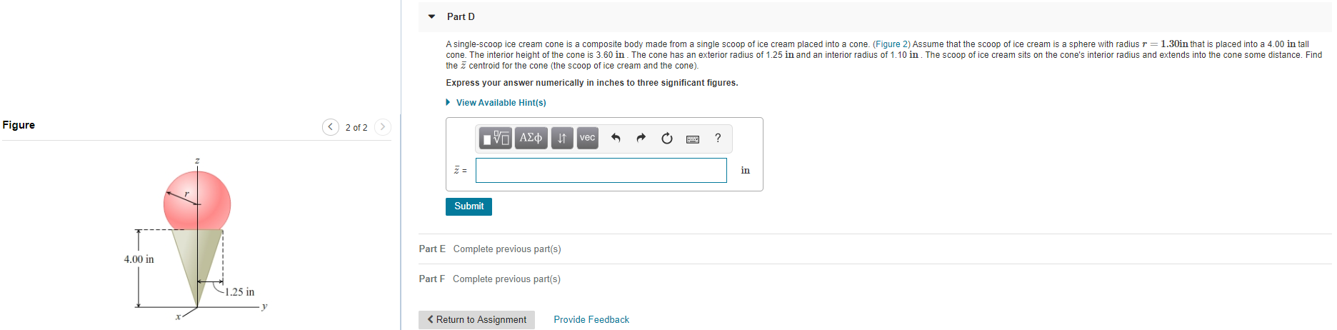 Solved Part D A single-scoop ice cream cone is a composite | Chegg.com