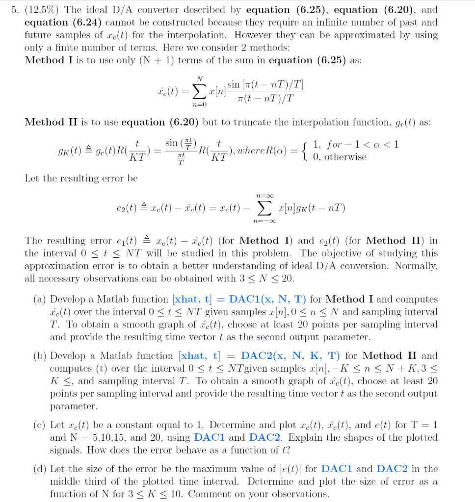 5. (12.5%) The ideal D/A converter described by | Chegg.com