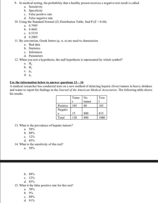 Solved 9. In medical testing, the probability that a healthy | Chegg ...
