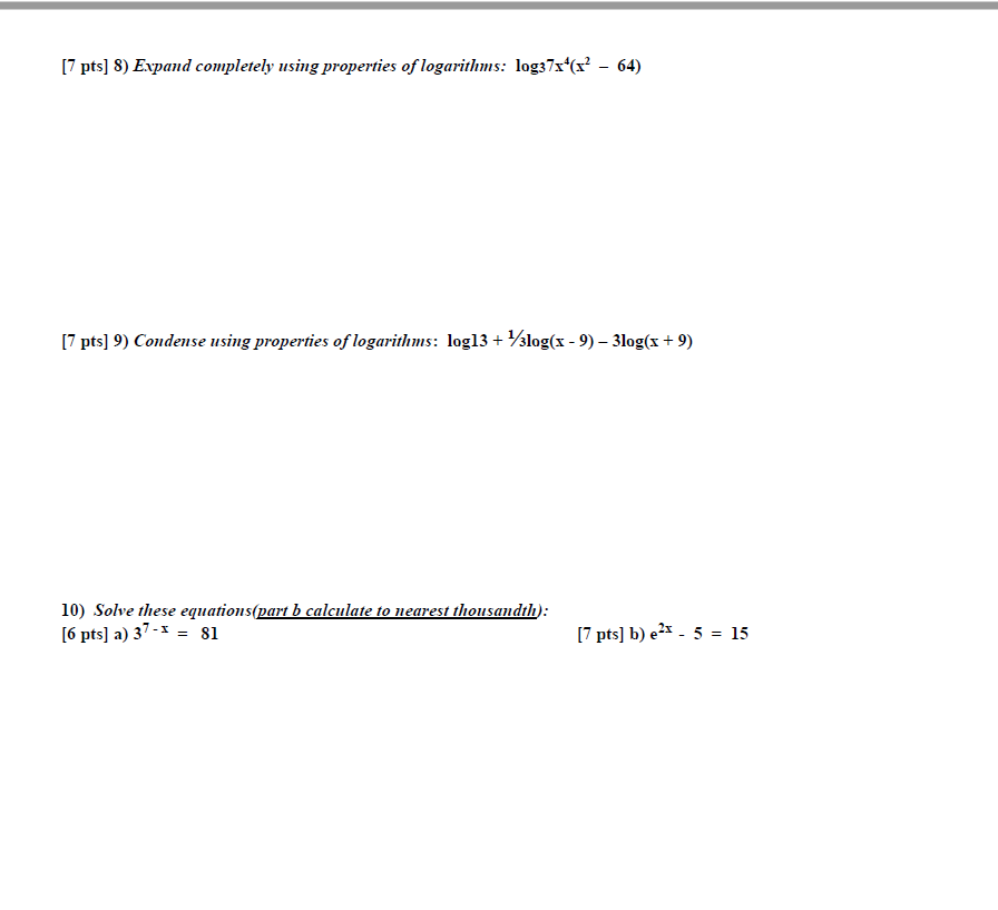 Solved [7 pts] 8) Expand completely using properties of | Chegg.com