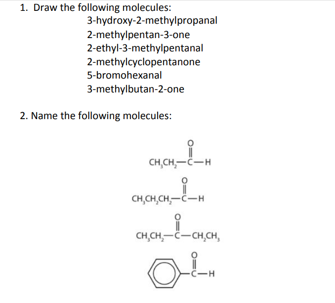 Solved 1. Draw the following molecules: | Chegg.com