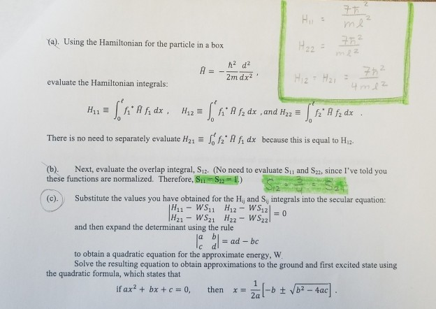 Solved Hm fa). Using the Hamiltonian for the particle in a | Chegg.com