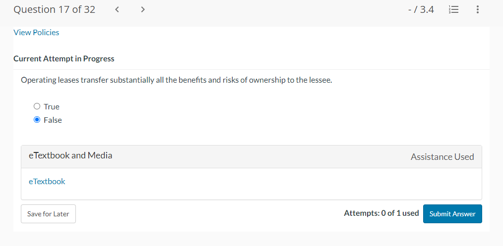 Solved Operating leases transfer substantially all the | Chegg.com