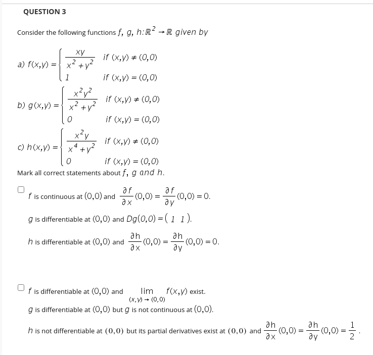Solved QUESTION 3 Consider the following functions f, g, | Chegg.com