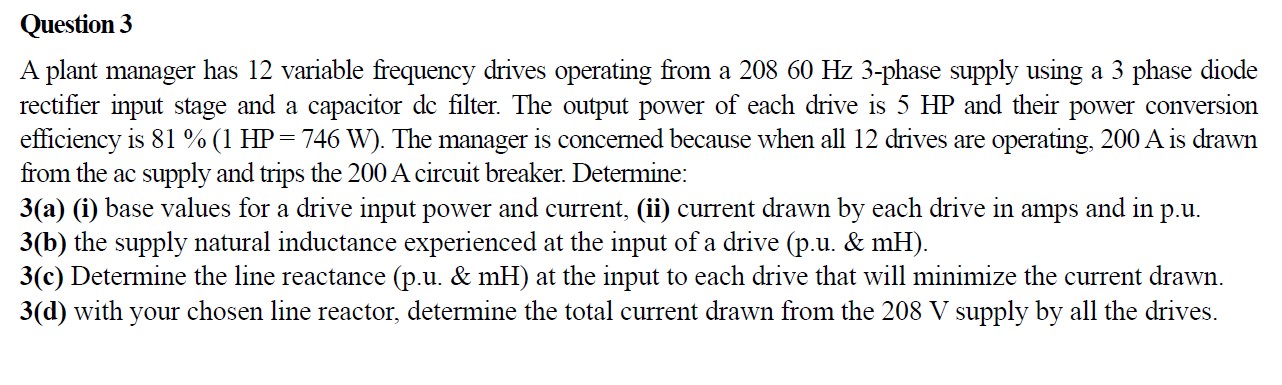 Solved Question 3A plant manager has 12 ﻿variable frequency | Chegg.com