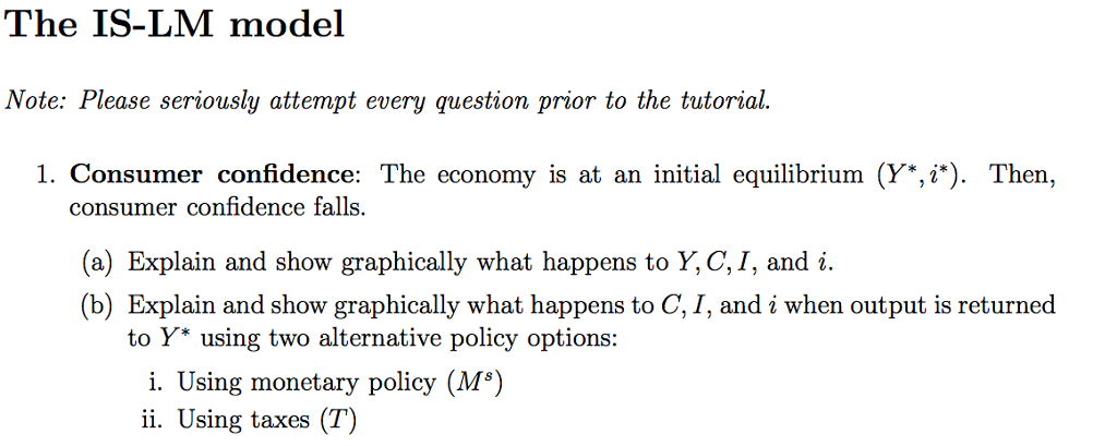 Solved The IS-LM model Note: Please seriously attempt every | Chegg.com
