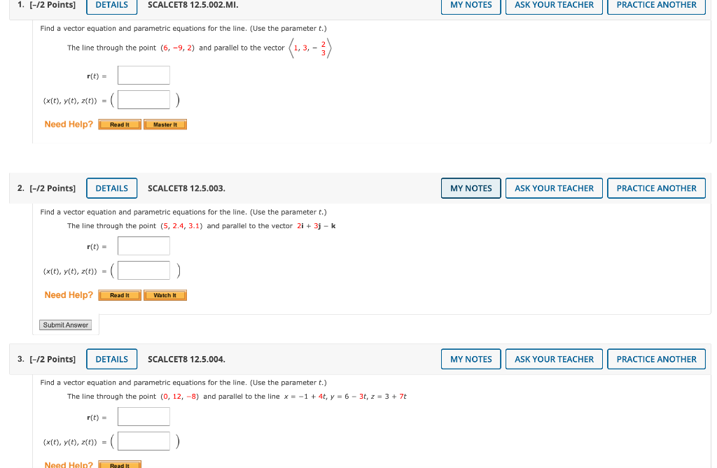 Solved 1. [-12 Points] DETAILS SCALCET8 12.5.002.MI. MY | Chegg.com