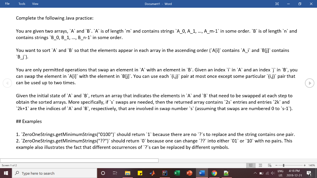 String[][][] inputs = { {{"A_0", "A_1"}, | Chegg.com
