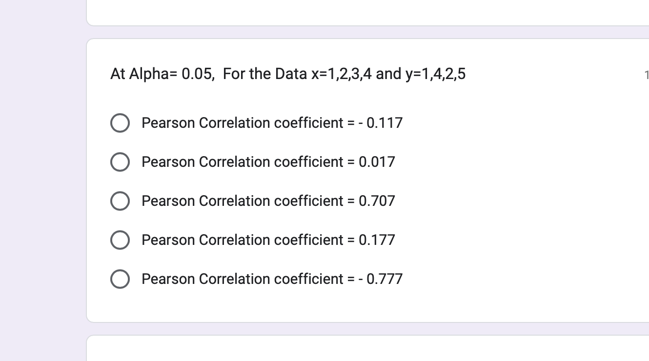 Solved At Alpha =0.05, For the Data x=1,2,3,4 and y=1,4,2,5 | Chegg.com