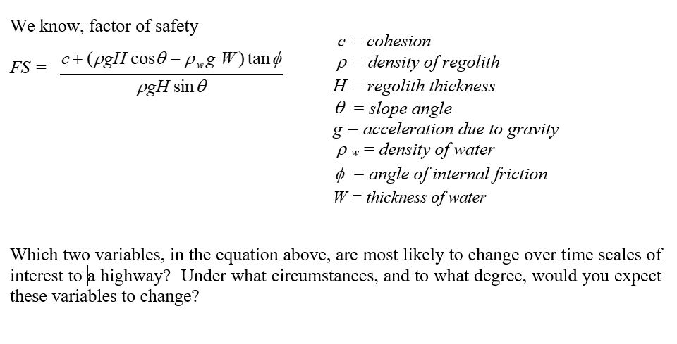 Solved We know, factor of safety Which two variables, in | Chegg.com