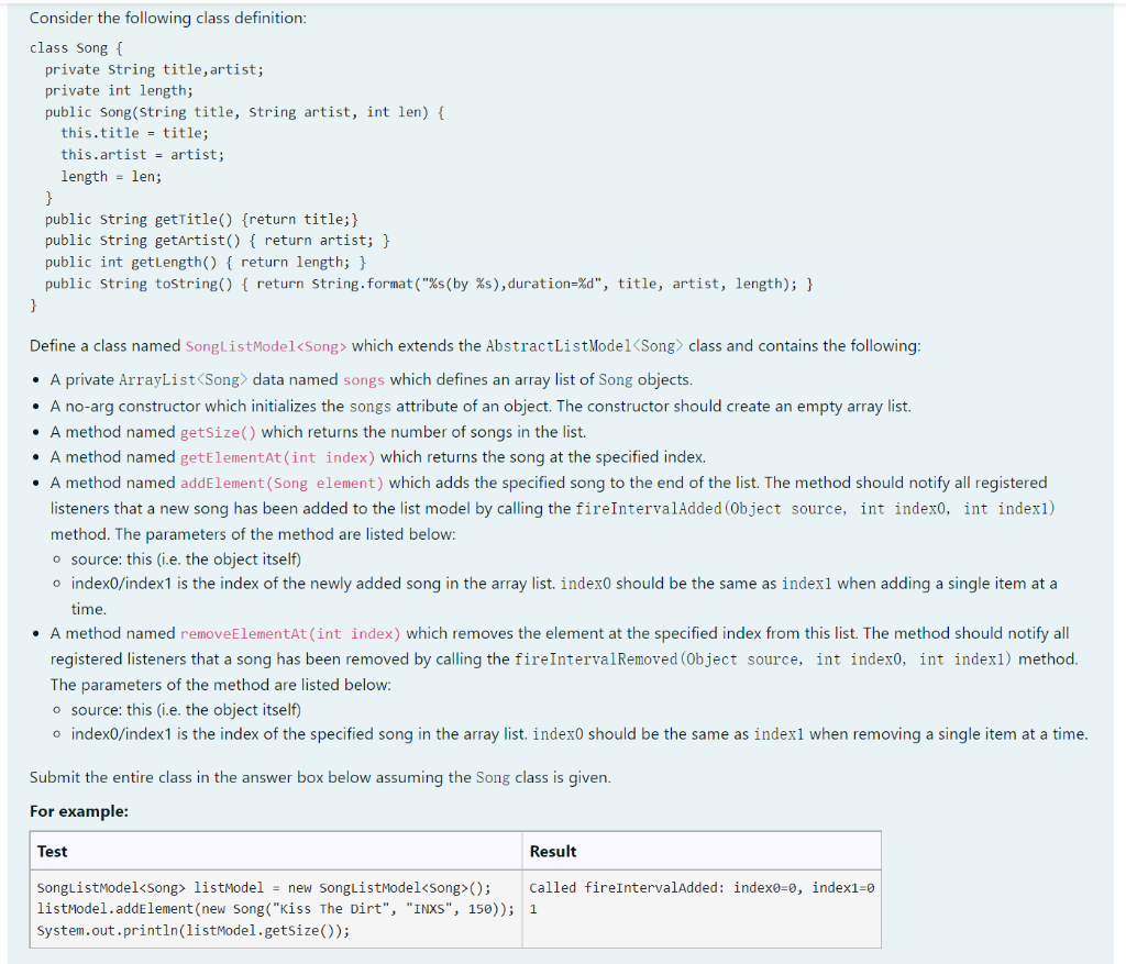 Solved Consider the following class definition: class Song | Chegg.com