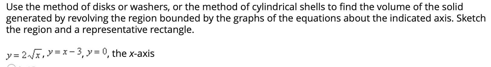 Solved Use the method of disks or washers, or the method of | Chegg.com
