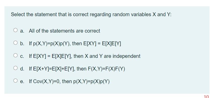 Solved Select the statement that is correct regarding random | Chegg.com