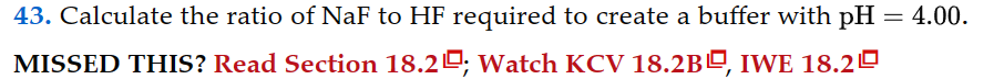 Solved Calculate the ratio of NaF to HF ﻿required to create | Chegg.com