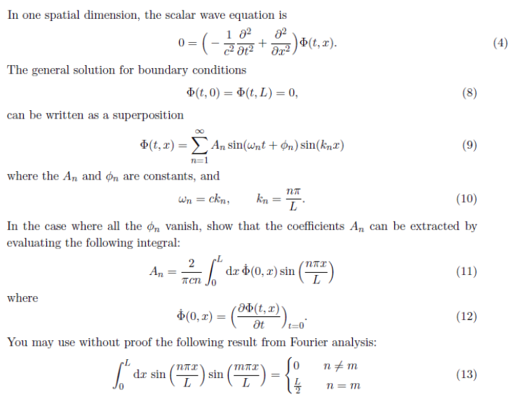 Solved In one spatial dimension, the scalar wave equation is | Chegg.com