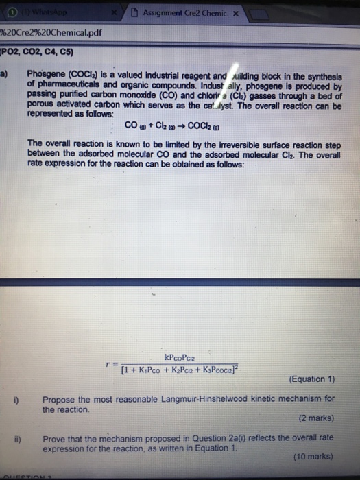 Solved Assignment Cre2 Chemic %20Cre2%20Chemical.pdf PO2, | Chegg.com