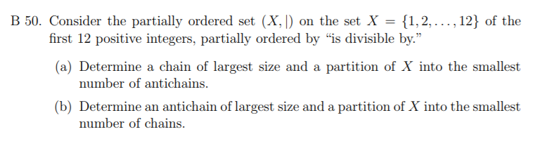 Solved B 50. Consider the partially ordered set (X, ) on the | Chegg.com
