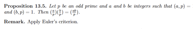 Solved Proposition 13.5. Let p be an odd prime and a and b | Chegg.com