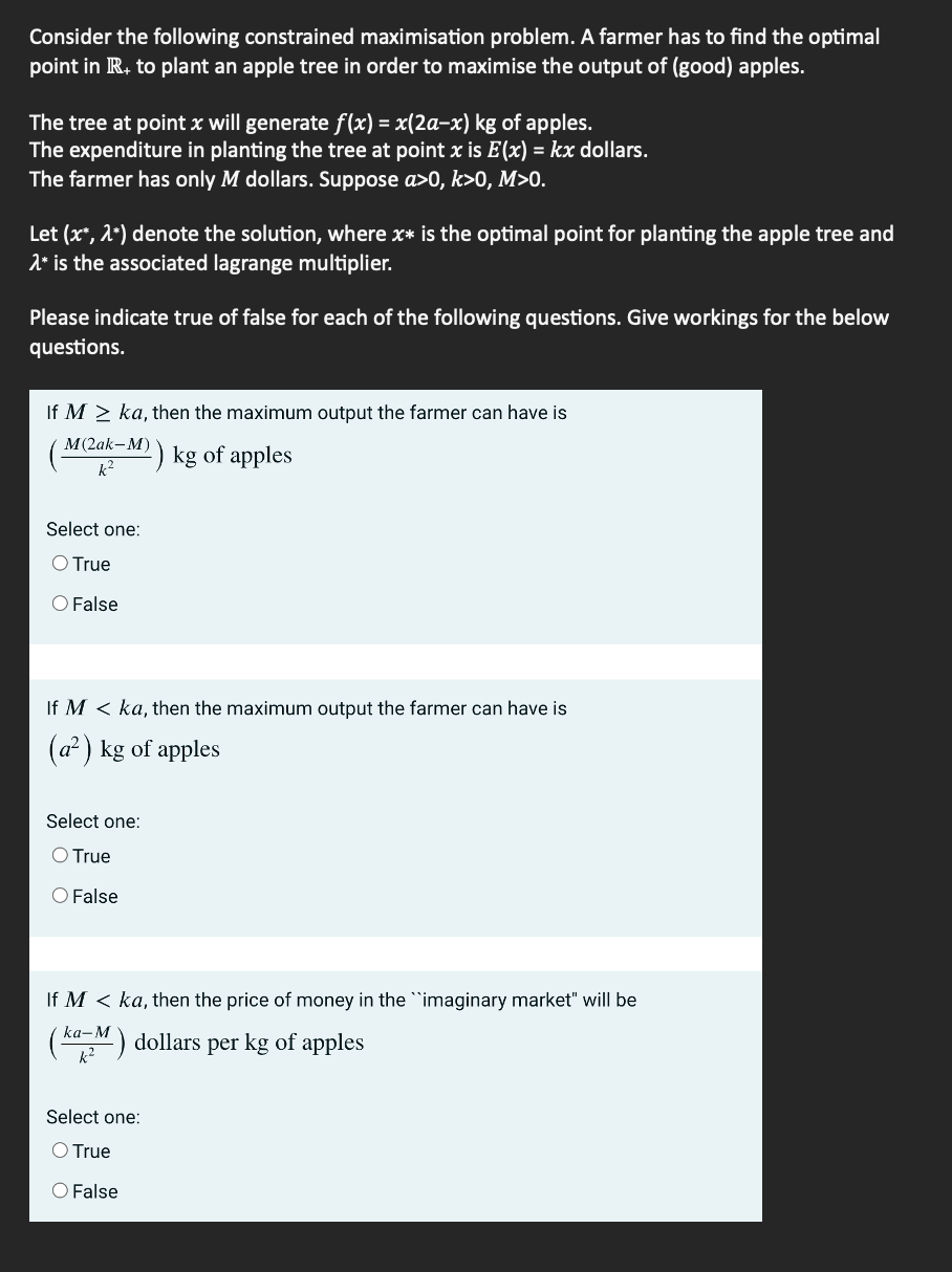 Solved Consider the following constrained maximisation | Chegg.com