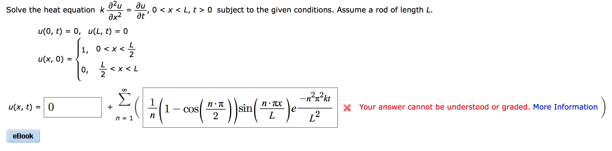 Solved Solve the heat equation k 22u ax² ди at 0 0 subject | Chegg.com