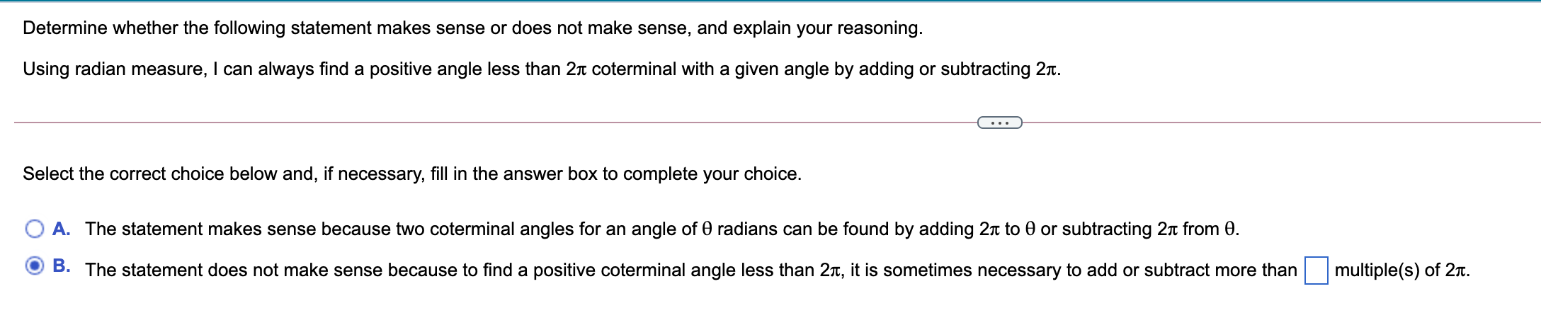 Solved Determine whether the following statement makes sense | Chegg.com