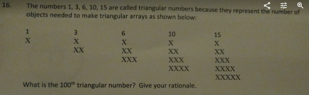 Solved The numbers 1, 3, 6, 10, 15 are called triangular | Chegg.com