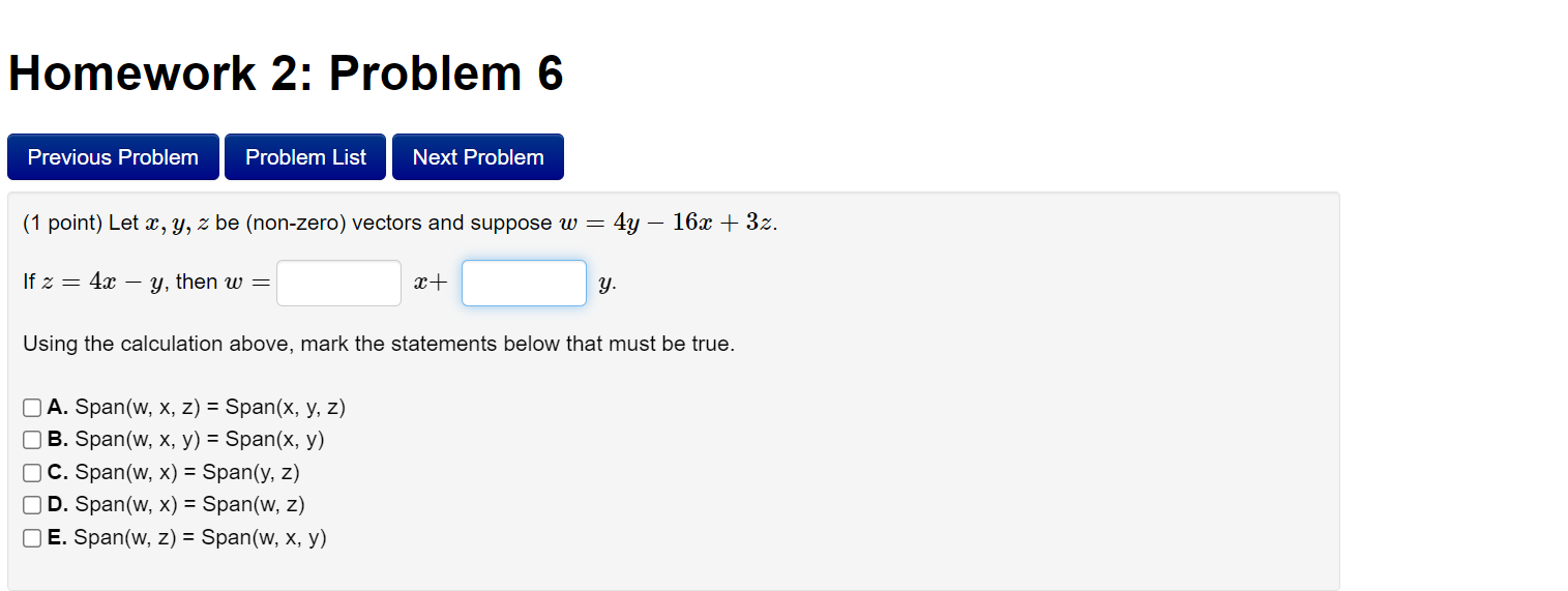 Solved Homework 2: Problem 6 Previous Problem Problem List | Chegg.com