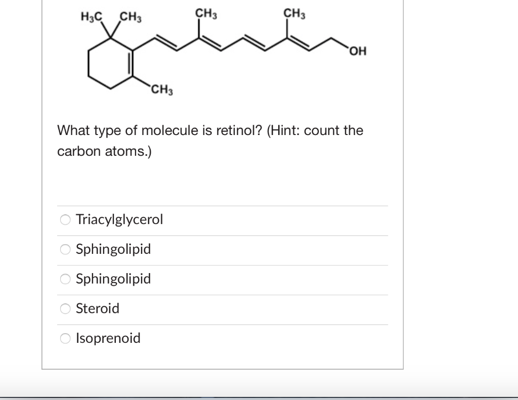 Solved H3C CH3 CH3 CH3 ОН CH3 What type of molecule is | Chegg.com