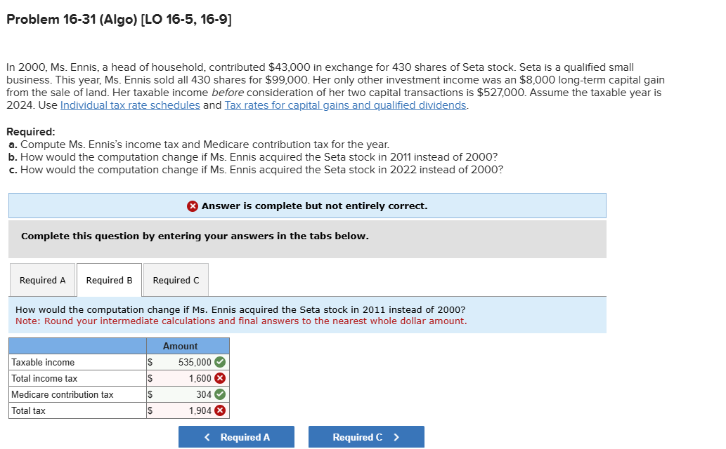 Solved Problem 16-31 (Algo) [LO 16-5, 16-9]In 2000, ﻿Ms. | Chegg.com