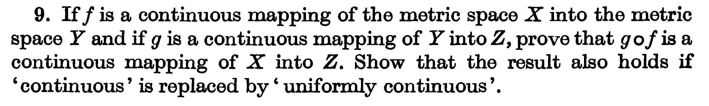 Solved 9. If f is a continuous mapping of the metric space X | Chegg.com