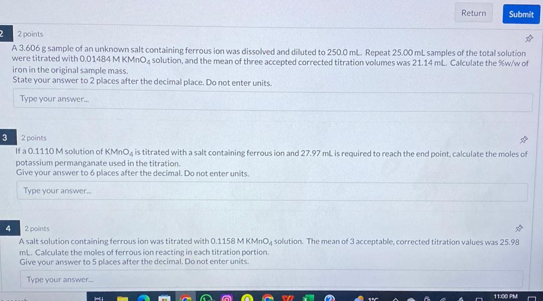 Solved 2 ﻿pointsA 3.606g ﻿sample of an unknown salt | Chegg.com