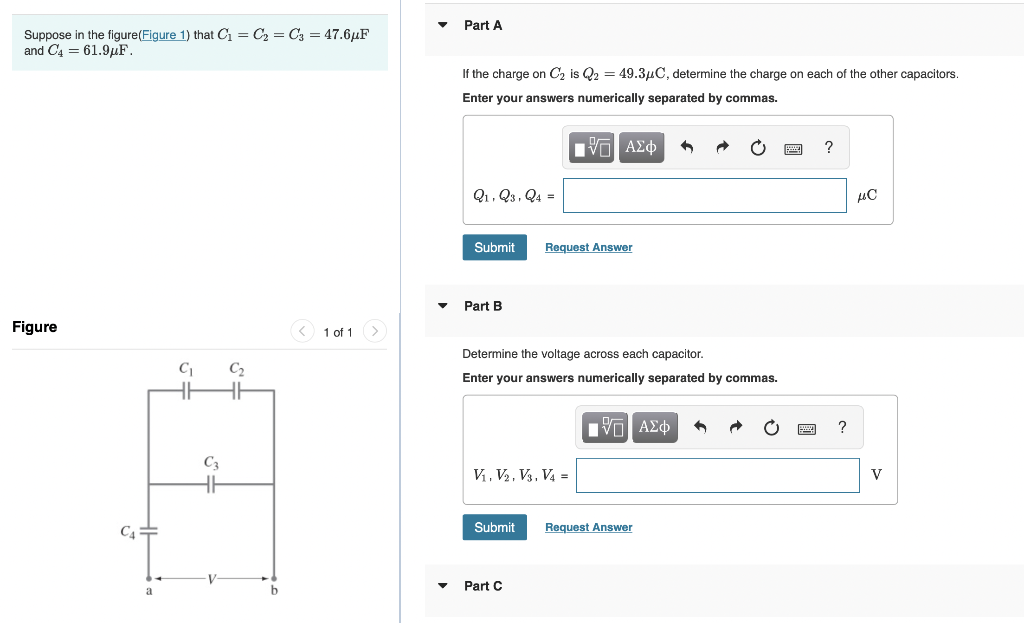 Solved Suppose in the figure(Figure 1) that C1=C2=C3=47.6μF | Chegg.com