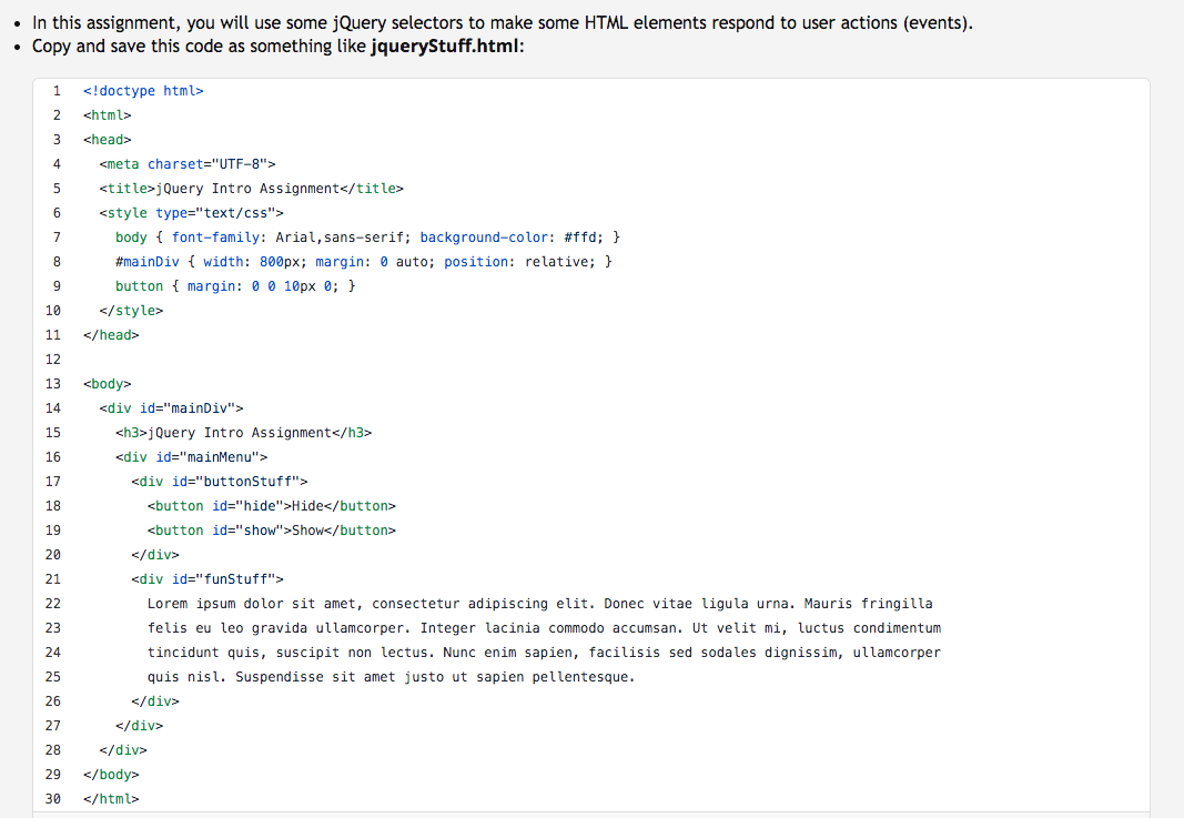 Solved • In this assignment, you will use some jQuery | Chegg.com