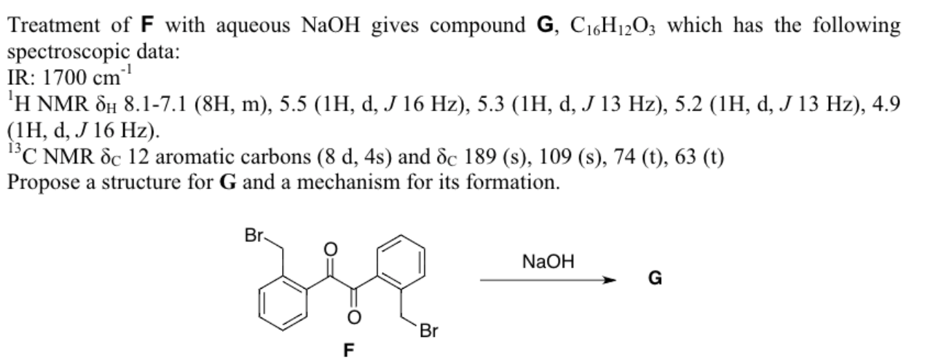 Solved Treatment of F with aqueous NaOH gives compound | Chegg.com