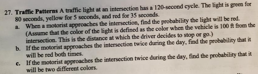 Solved 27. Traffic Patterns A traffic light at an | Chegg.com