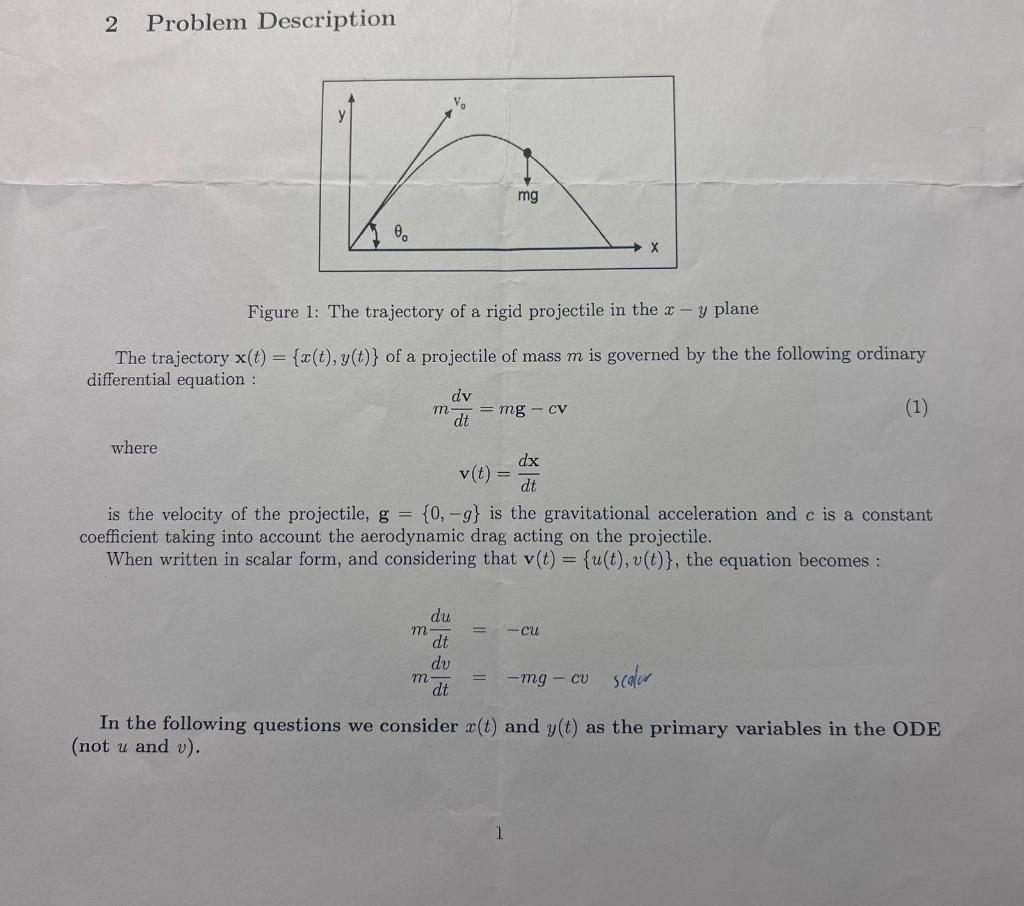 [solved] 2 Problem Description Figure 1 The Trajectory O