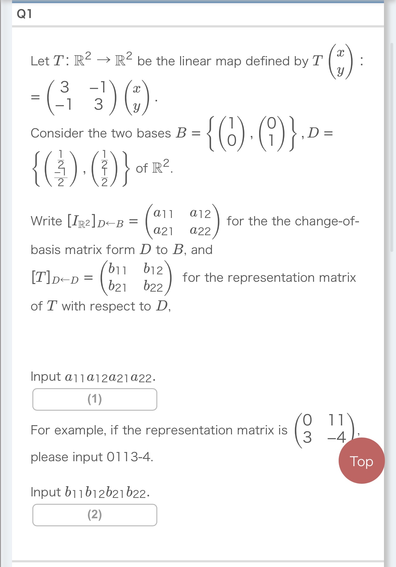 Solved Let T:R2→R2 be the linear map defined by T(xy) : | Chegg.com
