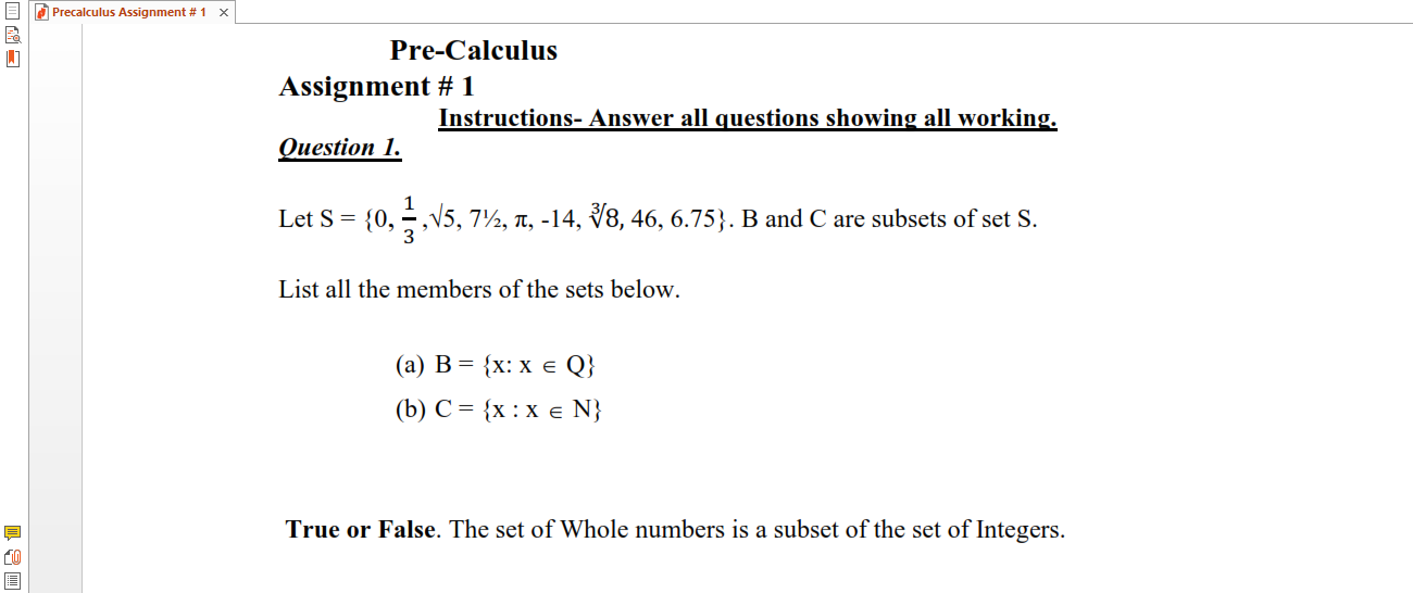 Solved Pre-Calculus Assignment # 1 Instructions- Answer all | Chegg.com
