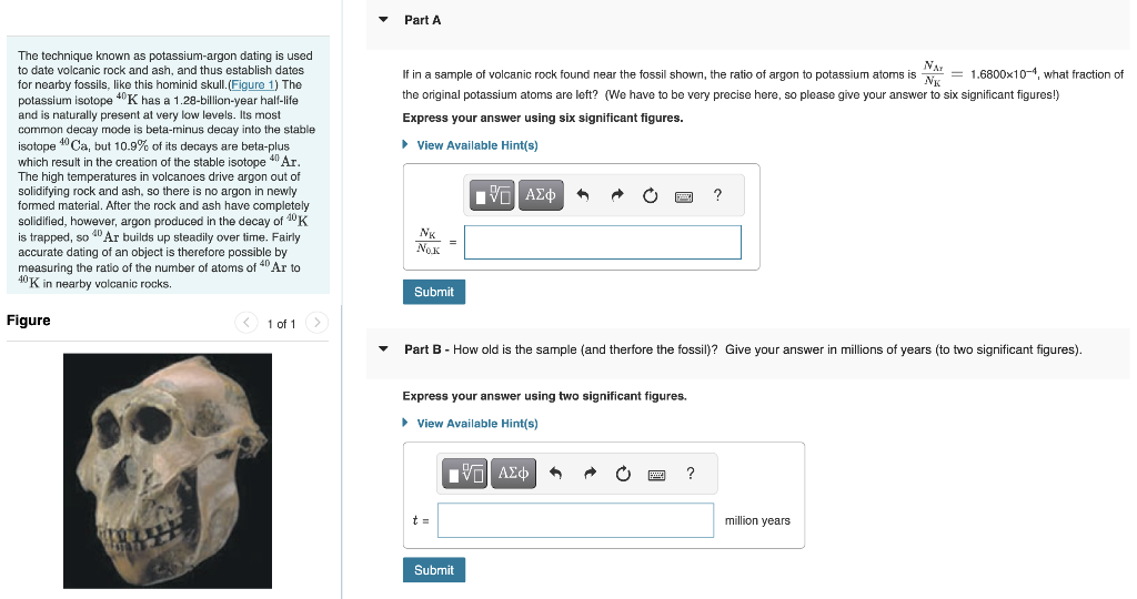 Solved The technique known as potassium-argon dating is used | Chegg.com