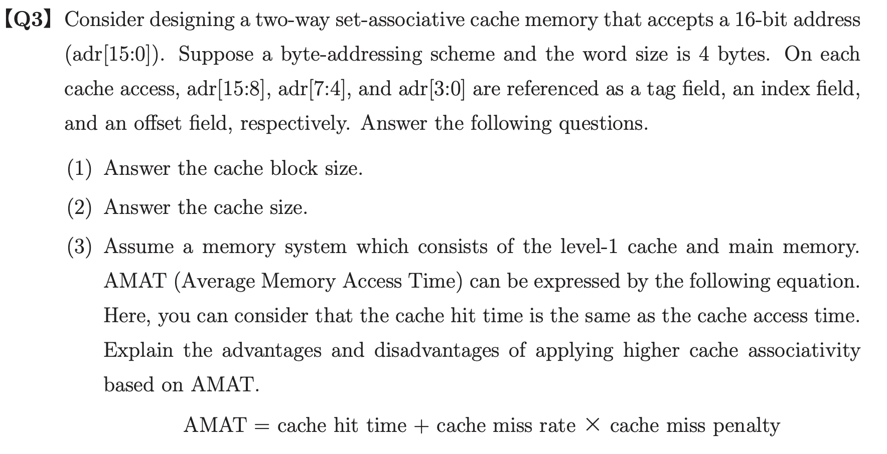 Solved (23) Consider designing a two-way set-associative | Chegg.com